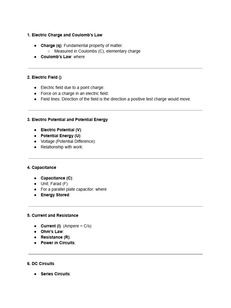 Physics Notes - Electricity & Magnetism | PDF