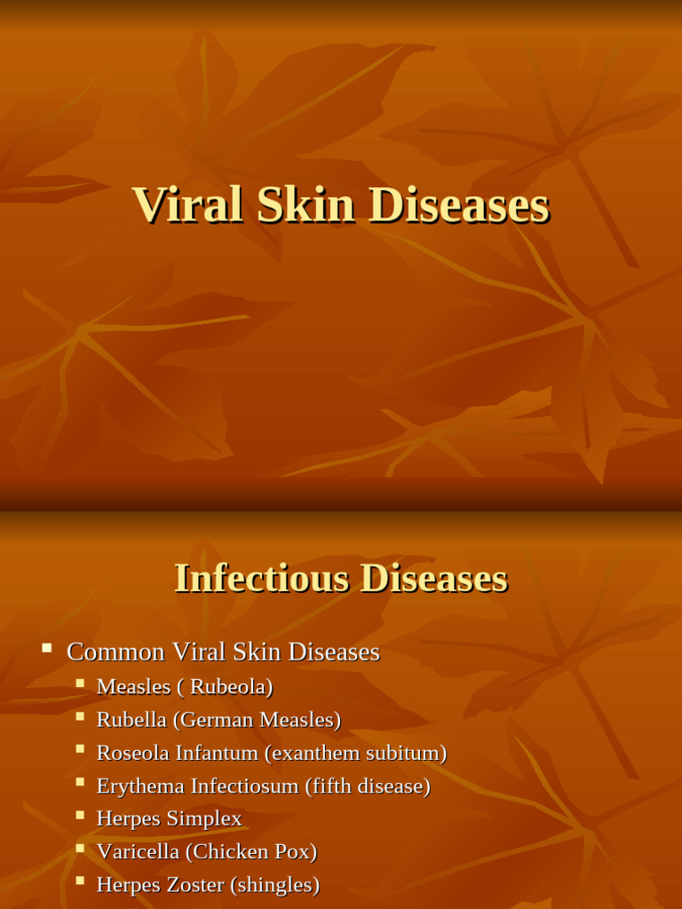 Common Viral Skin Diseases Overview | PDF | Measles | Smallpox