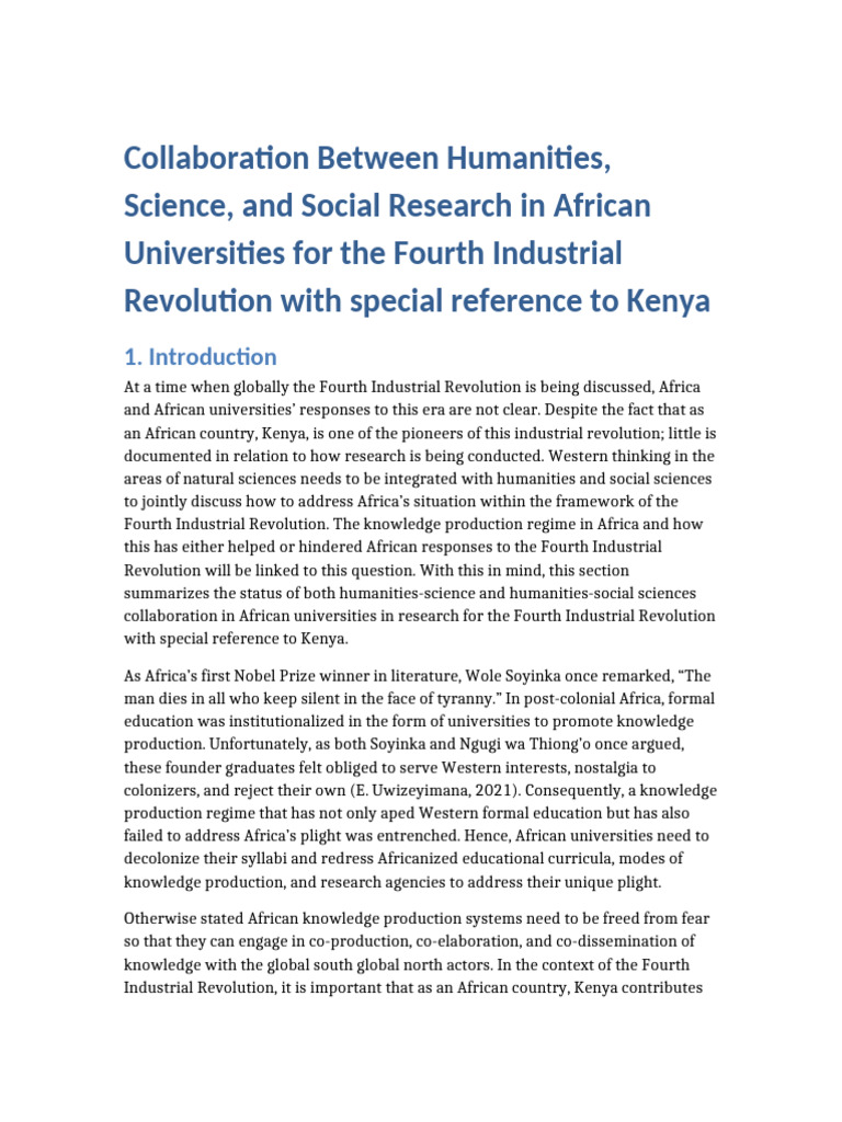 Collaboration Between Humanities, Science, and Social Research in ...