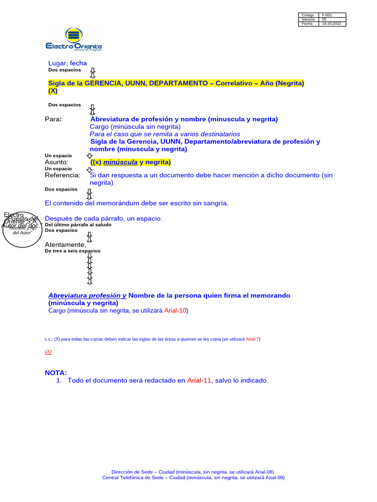 F-001 Memorándum V05 VIG | PDF