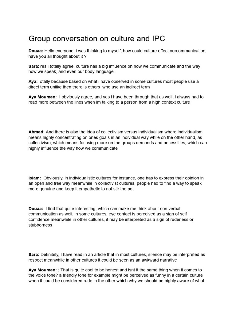 Dream Team Group Dialogue Chapter 2 | PDF | Individualism | Social ...