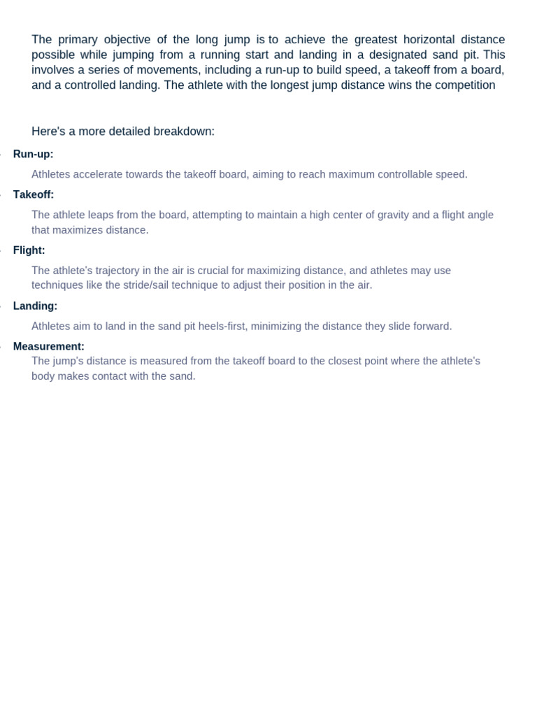 The Primary Objective of The Long Jump Is | PDF