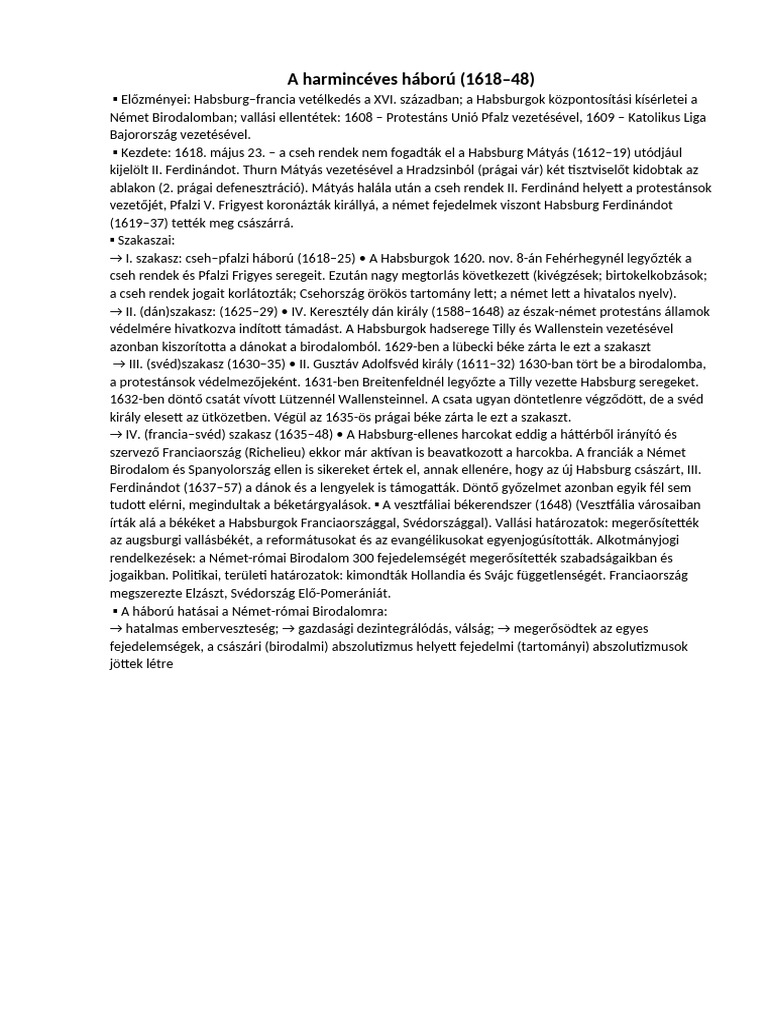 Harmincéves Háború | PDF