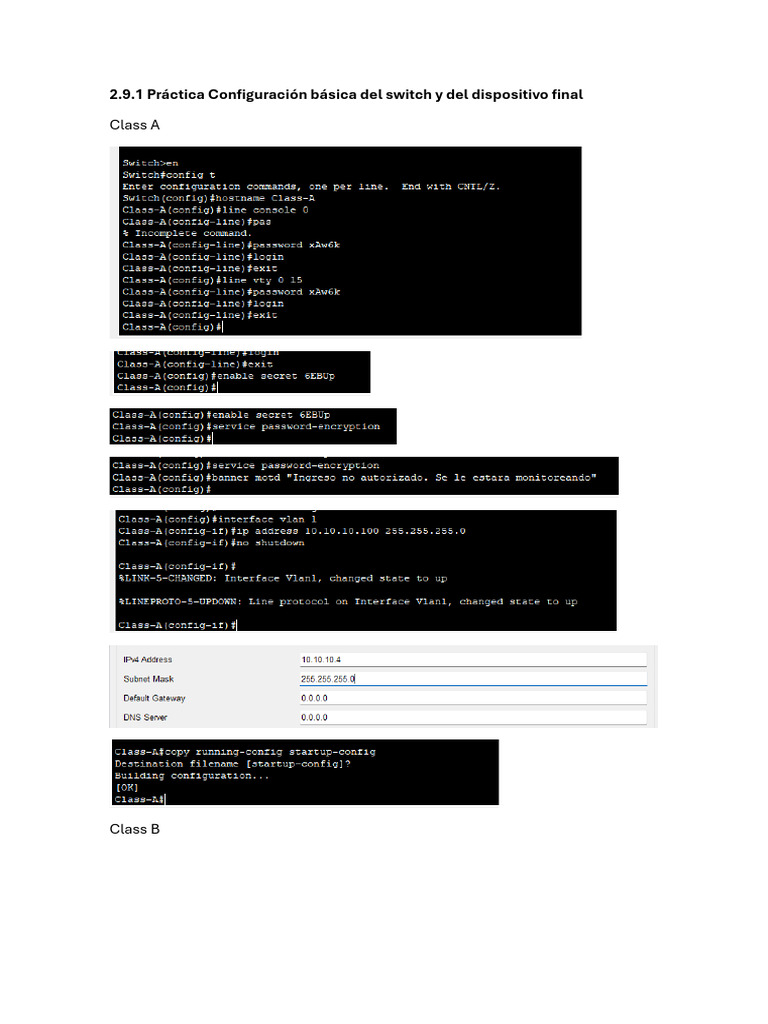 2.9.1 Práctica Configuración Básica Del Switch y Del Dispositivo Final 01 de Abril | PDF