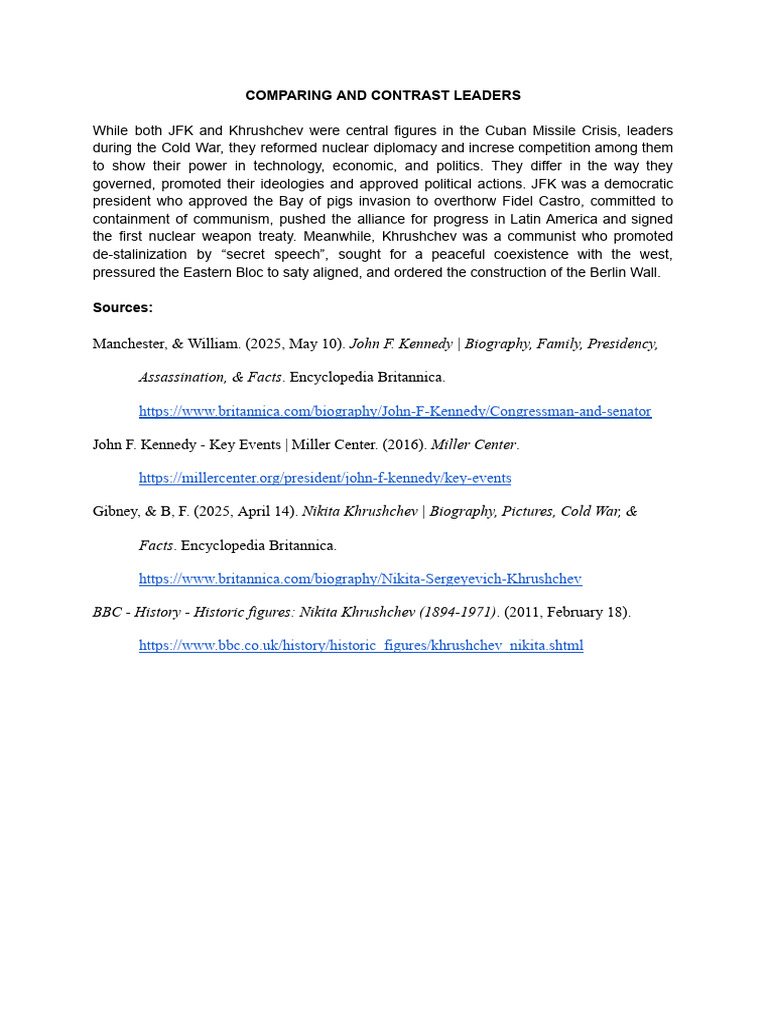 Comparing and Contrast Leaders | PDF