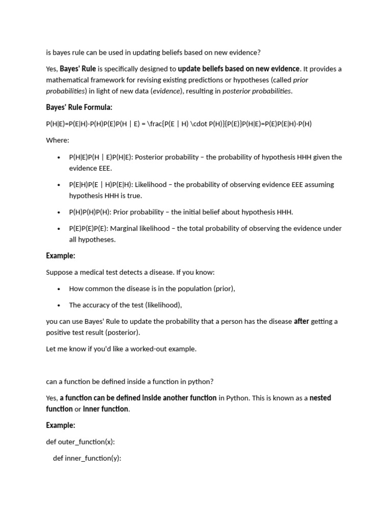 Using Bayes' Rule and Nested Functions | PDF