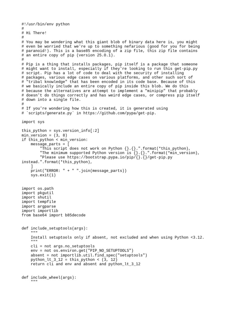 Base85 Encoded Pip Installer Script | PDF | Computer Data Storage | Information Technology