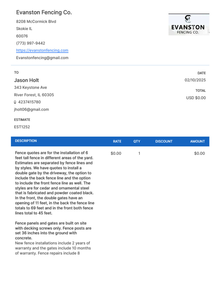 Fence Estimate Jason Holt Signed | PDF