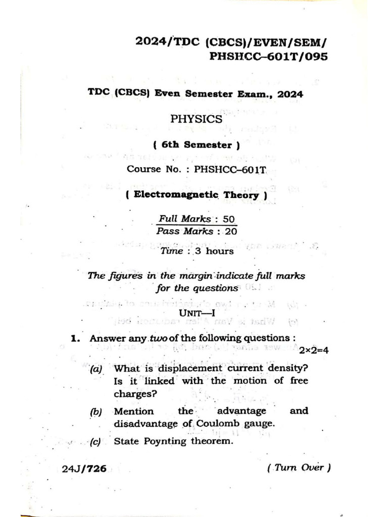 2024 Physics-Hcc-601 | PDF