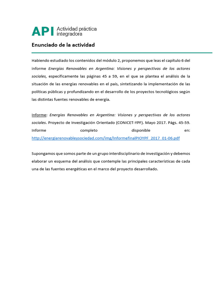 API2 - Enunciado de La Actividad | PDF | Energía solar | Fotovoltaica