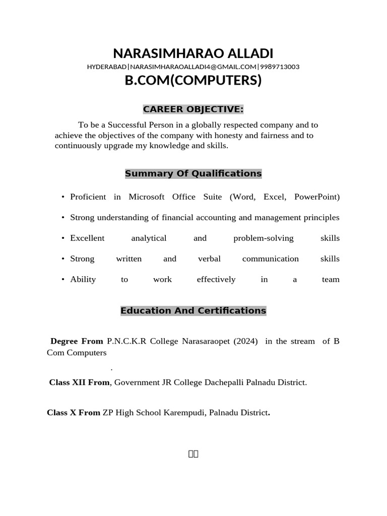 Ashwini 1+ Exp | PDF