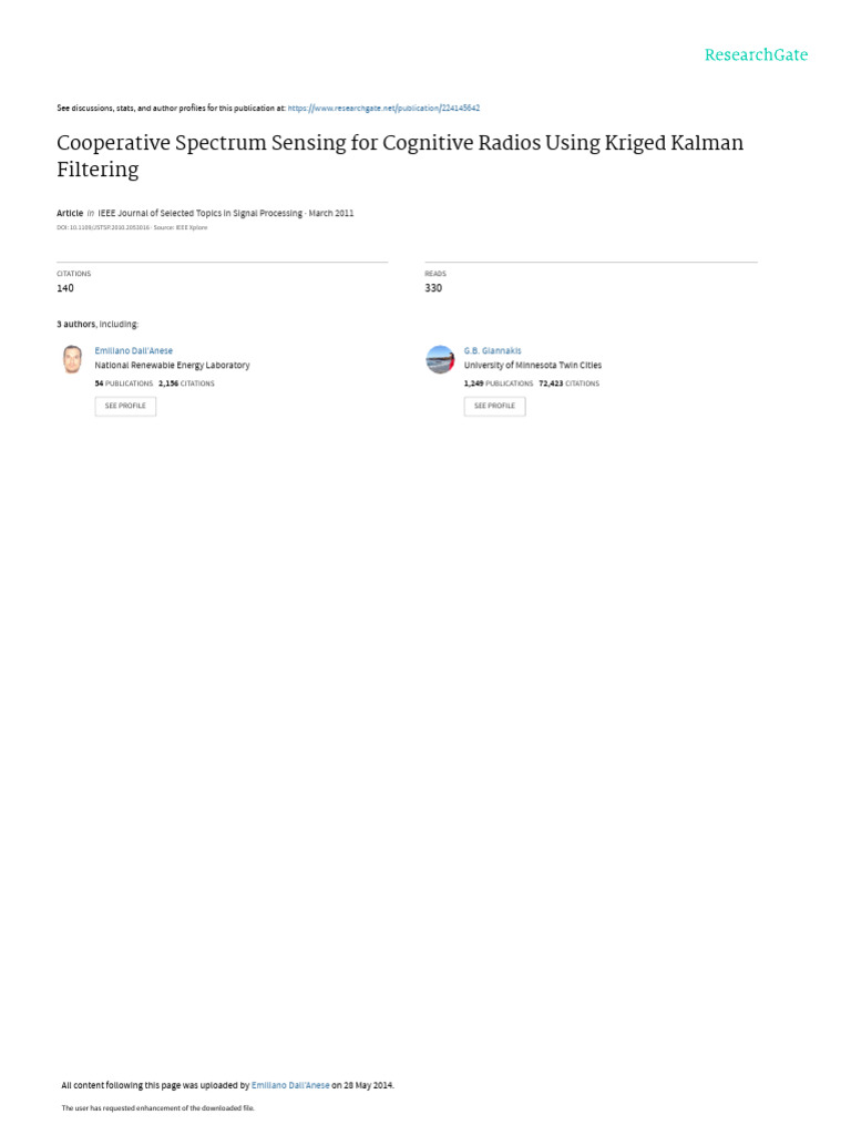 2011-Cooperative Spectrum Sensing For Cognitive Radios Using Kriged ...