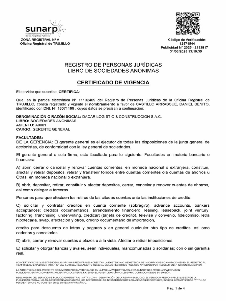 Partida Sunarp | PDF