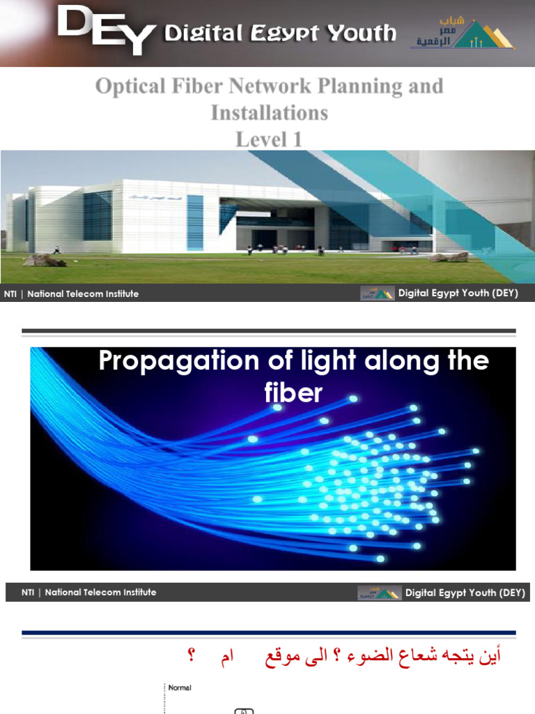 Optical Fiber Network Planning and Installations Level 1: Digital Egypt Youth (DEY) | PDF