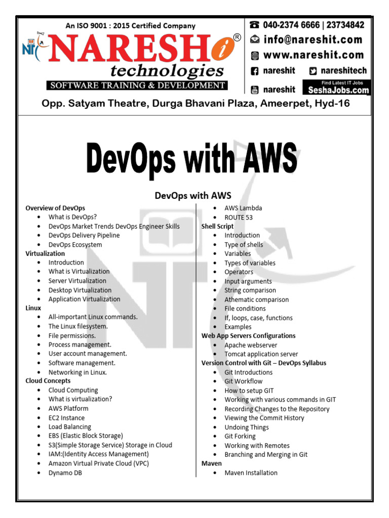 DevOps With AWS Online Training Curriculum Naresh IT | PDF | Information Technology | Software ...