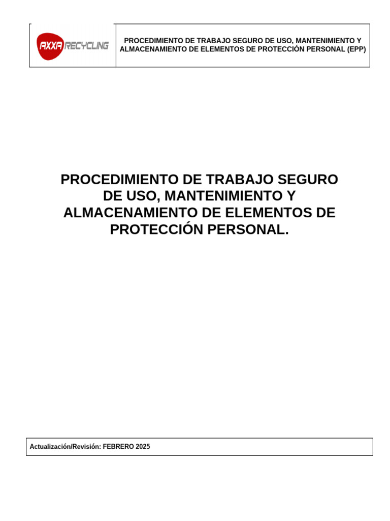 PTS Uso Elementos Protección Personal (Epp) | PDF
