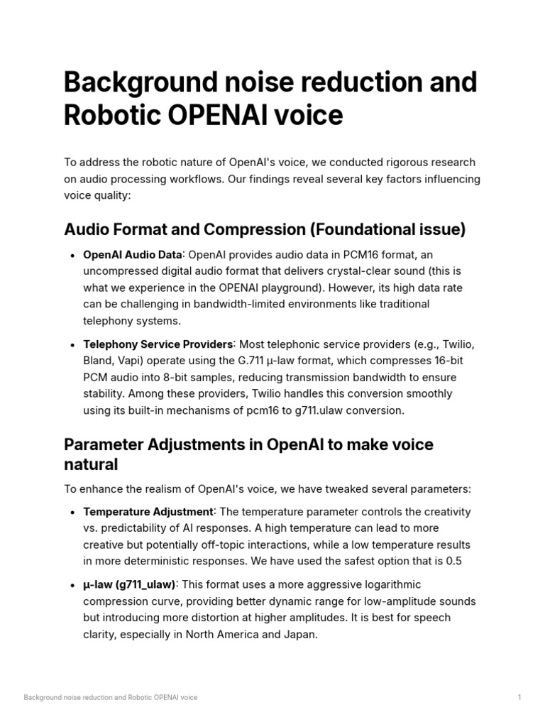 Twilio Background Noise and Realistic Voice Configuration Changes | PDF ...