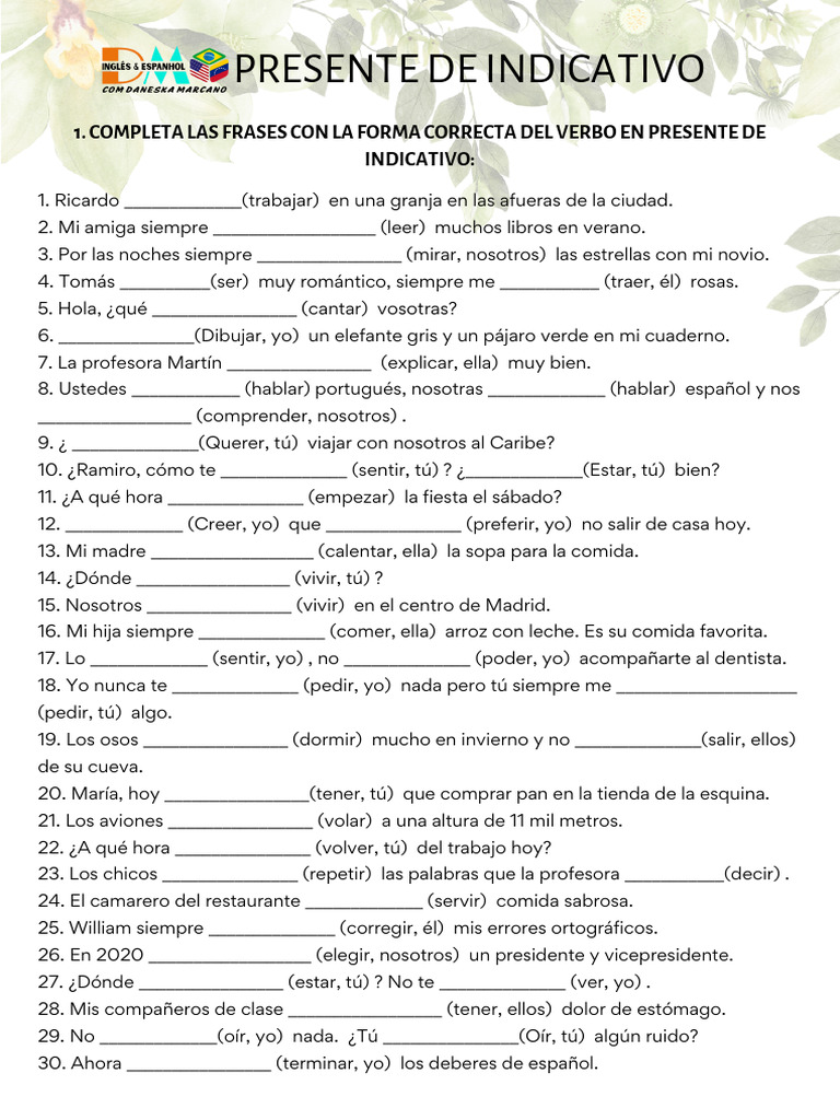 Presente de Indicativo | PDF