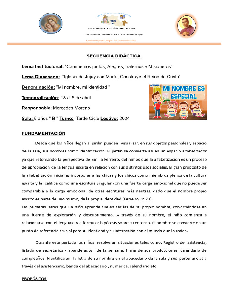 2da Secuencia Didactica Marzo Año 2024 | PDF | Escritura | Las emociones