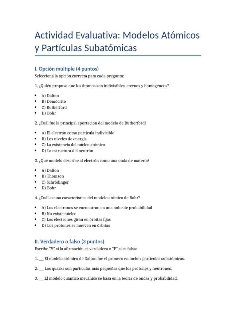Actividad Modelos Atomicos | PDF