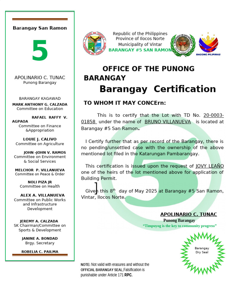 Certification of Constructtion | PDF