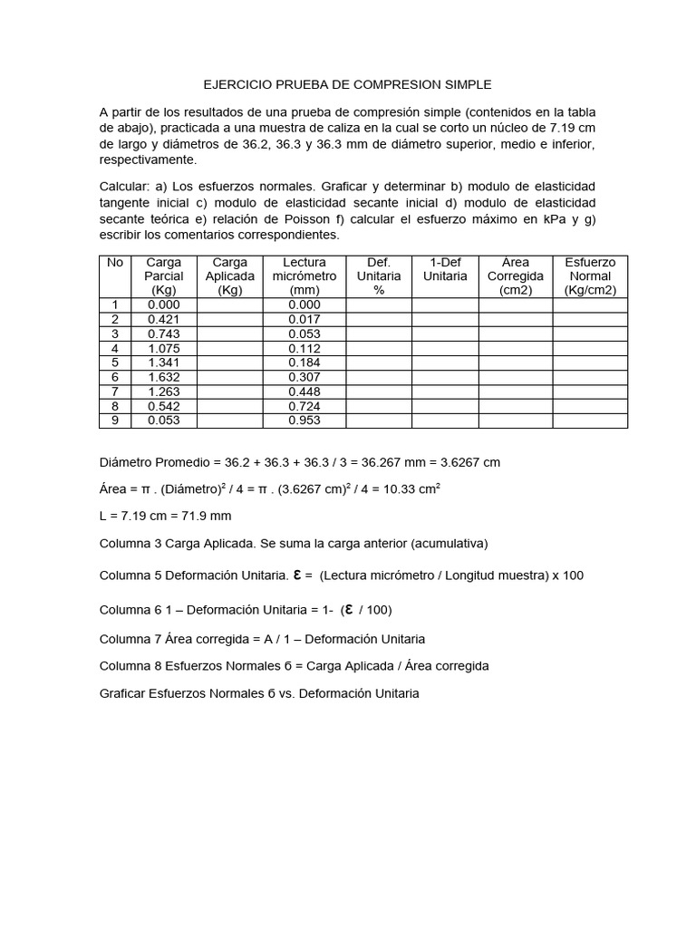 1ejercicio Prueba de Compresion Simple (2) 2222222222 | PDF