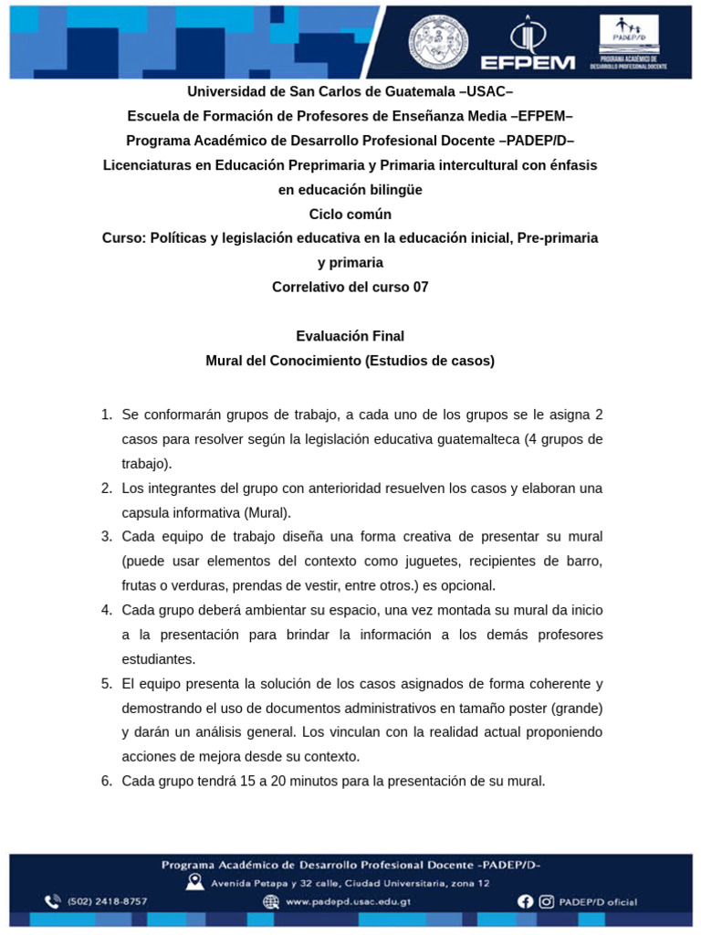 Instructivo de Evaluación Final | PDF
