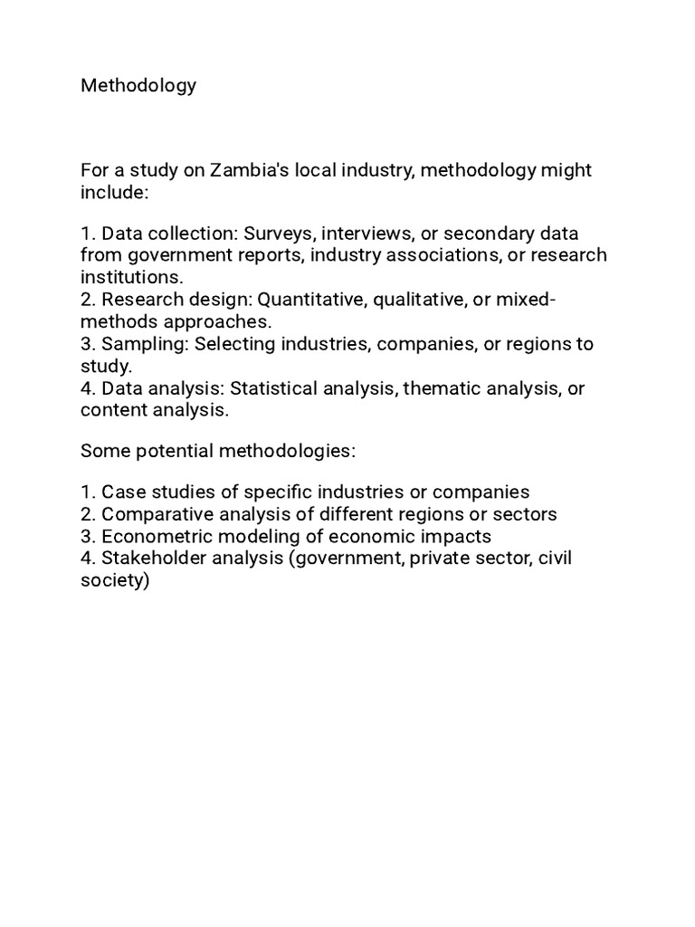 Zambia Local Industry Study Methodology | PDF