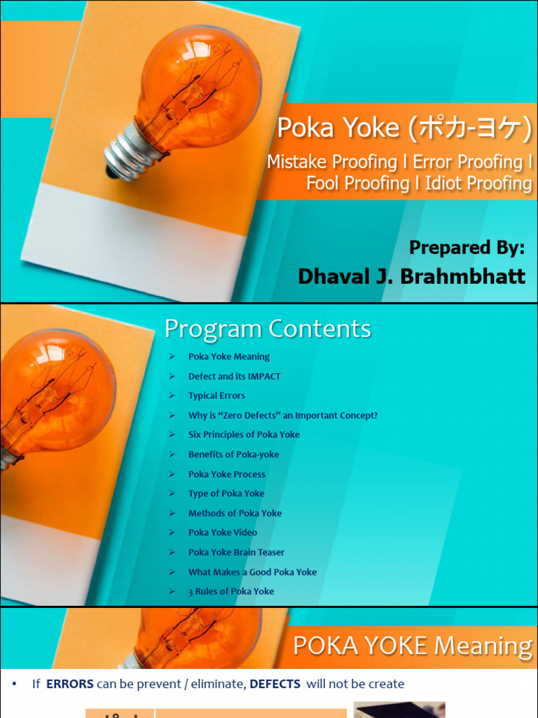 Poka Yoke Prospectus by Dhaval Brahmbhatt 1651859842 | PDF | Computing
