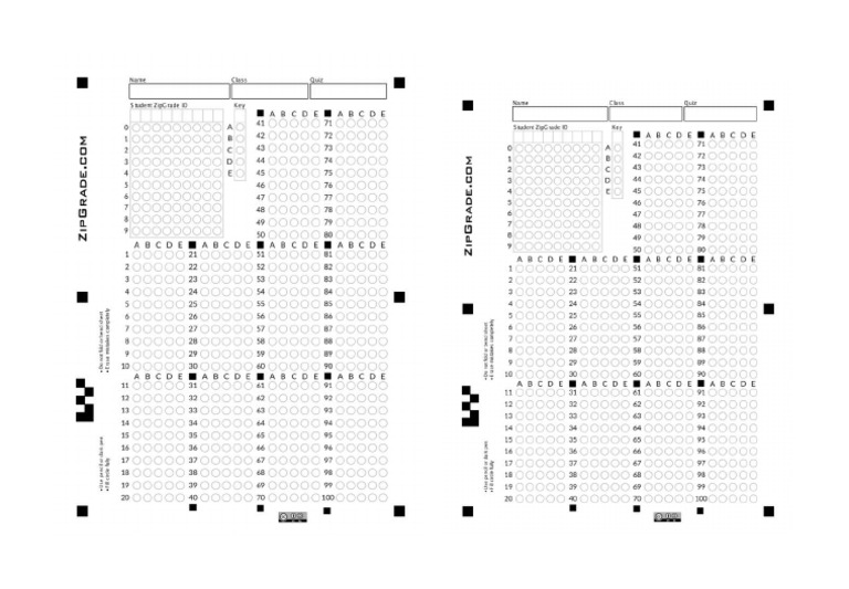 Answer Sheets 100 Items 2 Columns | PDF