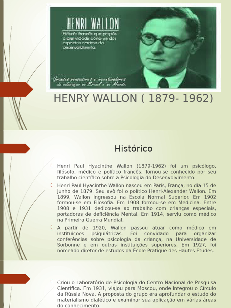 Biografia de Henri Wallon: Psicologia e Educação | PDF | Aprendizado ...