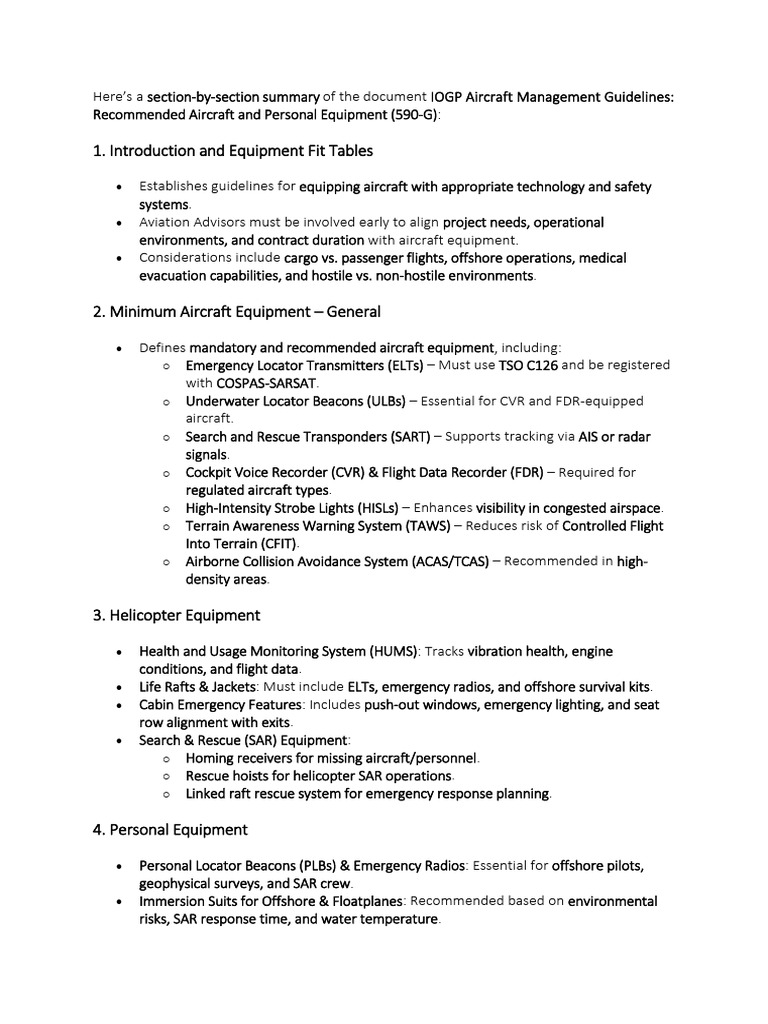 IOGP Aircraft Management Equipment Guidelines | PDF | Flight Recorder ...