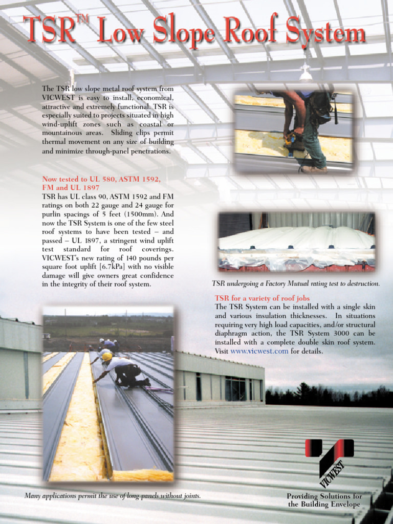 Vicwest TSR Roof System Overview | PDF | Roof | Building Insulation