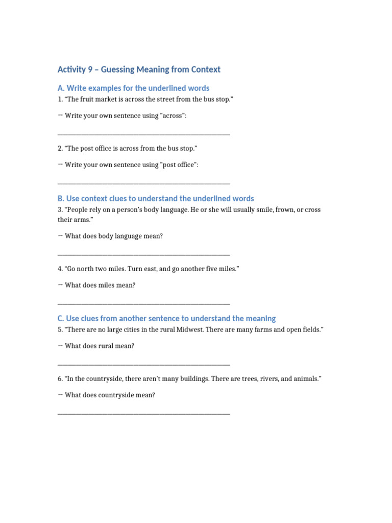 Activity 9 Guessing Meaning From Context | PDF