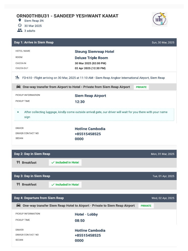 Itinerary - Orn00thbu31 - Sandeep Yeshwant Kamat | PDF