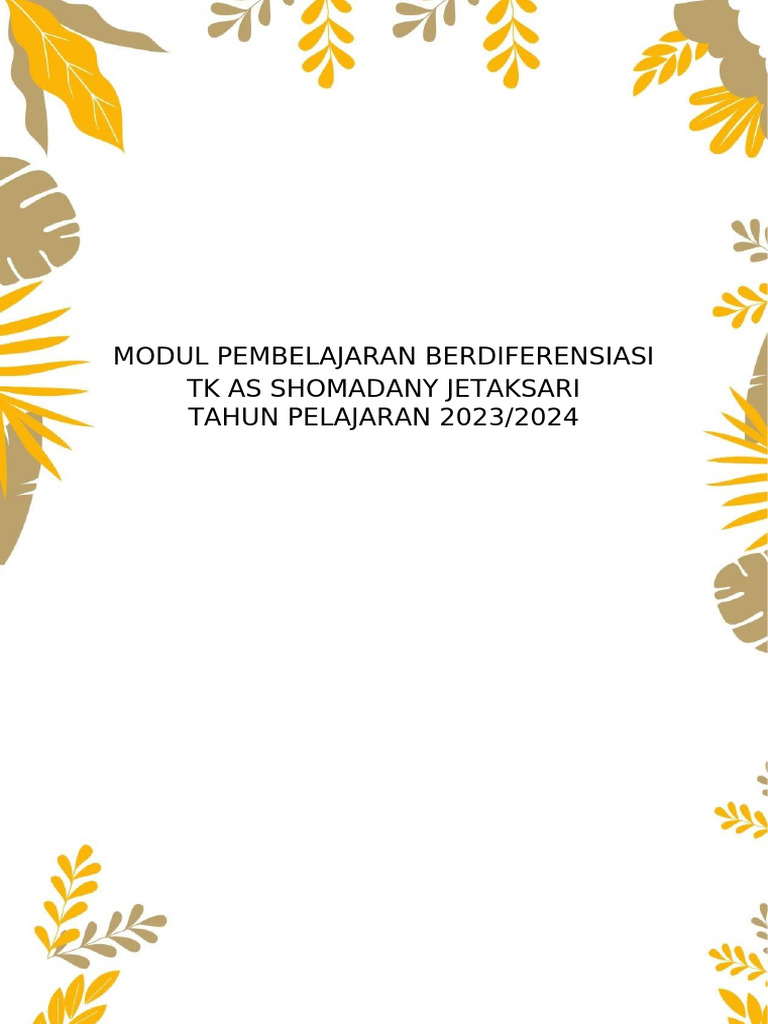 Modul Ajar RPPH TK A 4 5 Tahun Kurmer Smt1 Minggu 1 | PDF