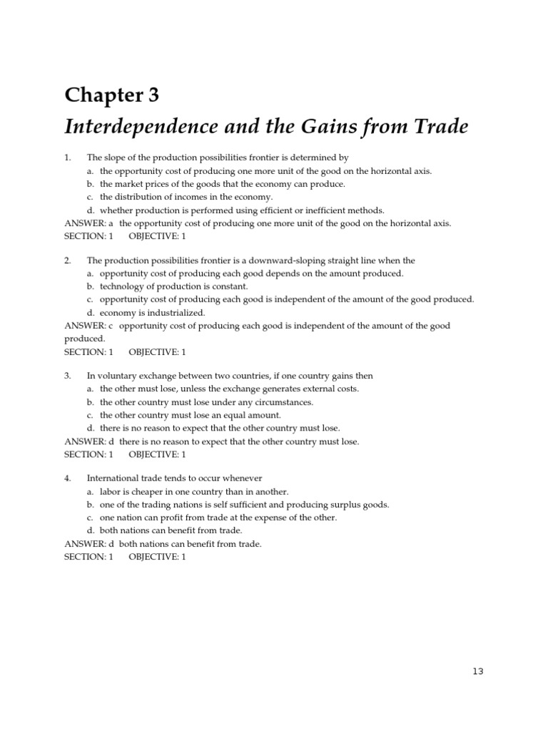 Interdependence and The Gains From Trade: Chapter 3 | PDF | Comparative ...