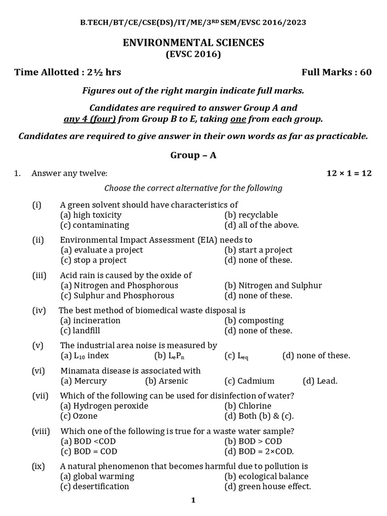 Environmental Sciences Evsc 2016 2023 | PDF | Troposphere | Human ...