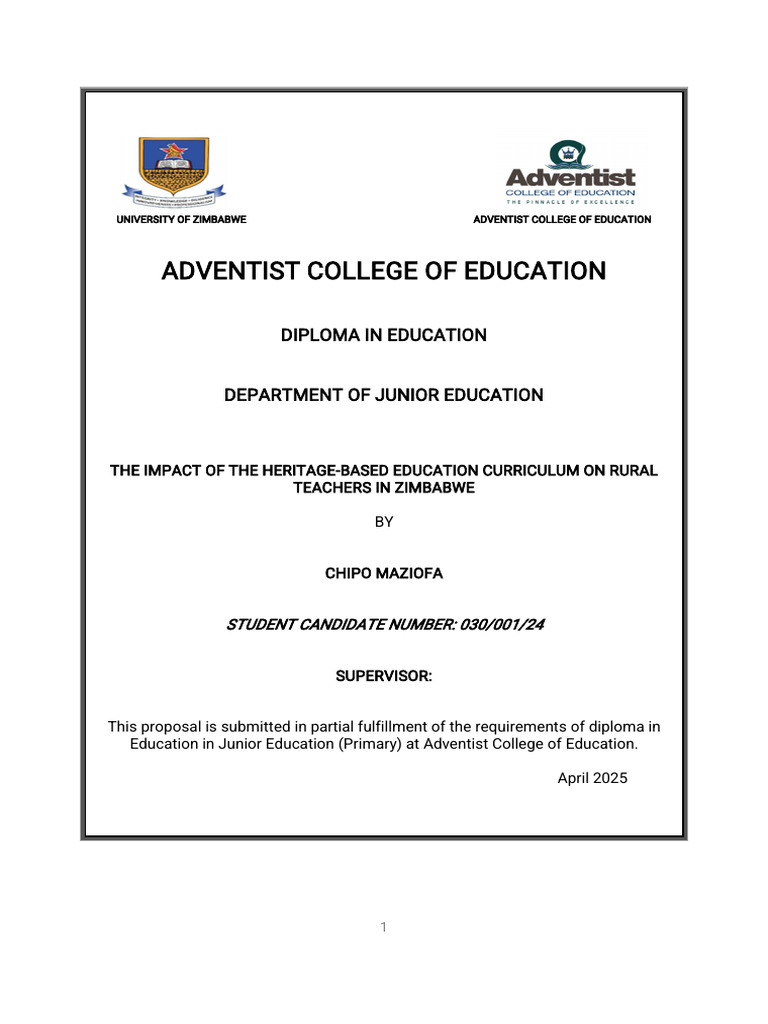 Chipo Maziofa Project Proposal | PDF