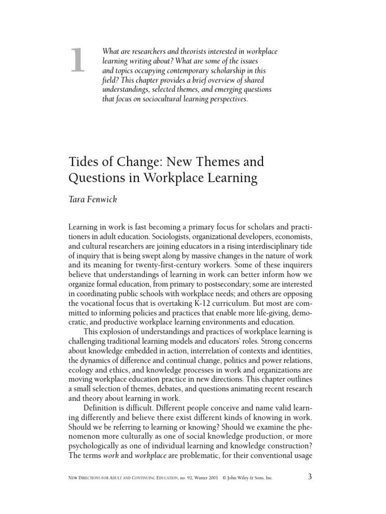 Emerging Themes in Workplace Learning | PDF | Knowledge | Learning
