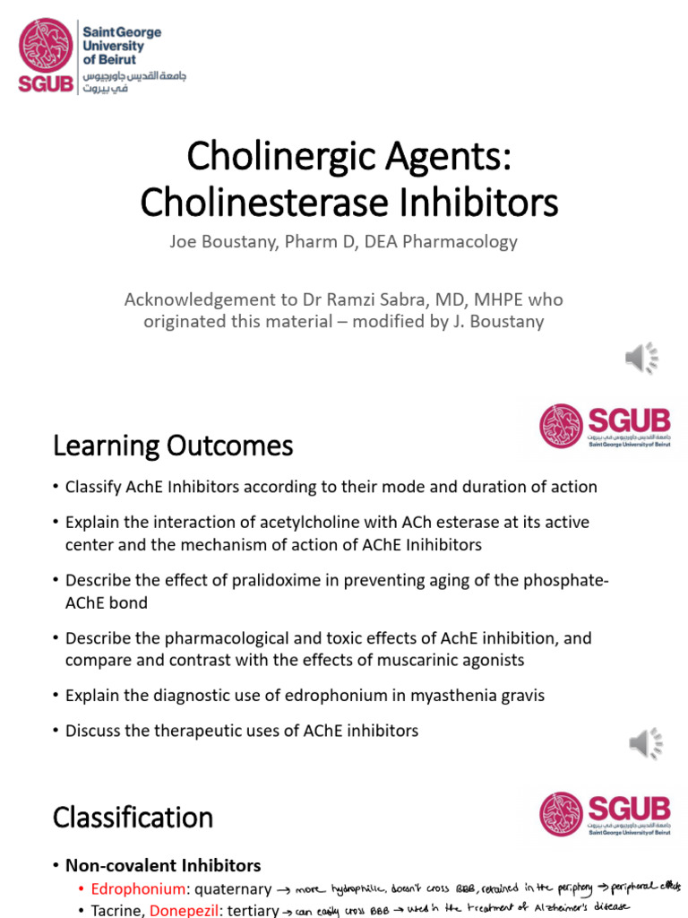 2. Cholinesterase+Inhibitors VO-Boustany | PDF | Acetylcholine | Enzyme ...