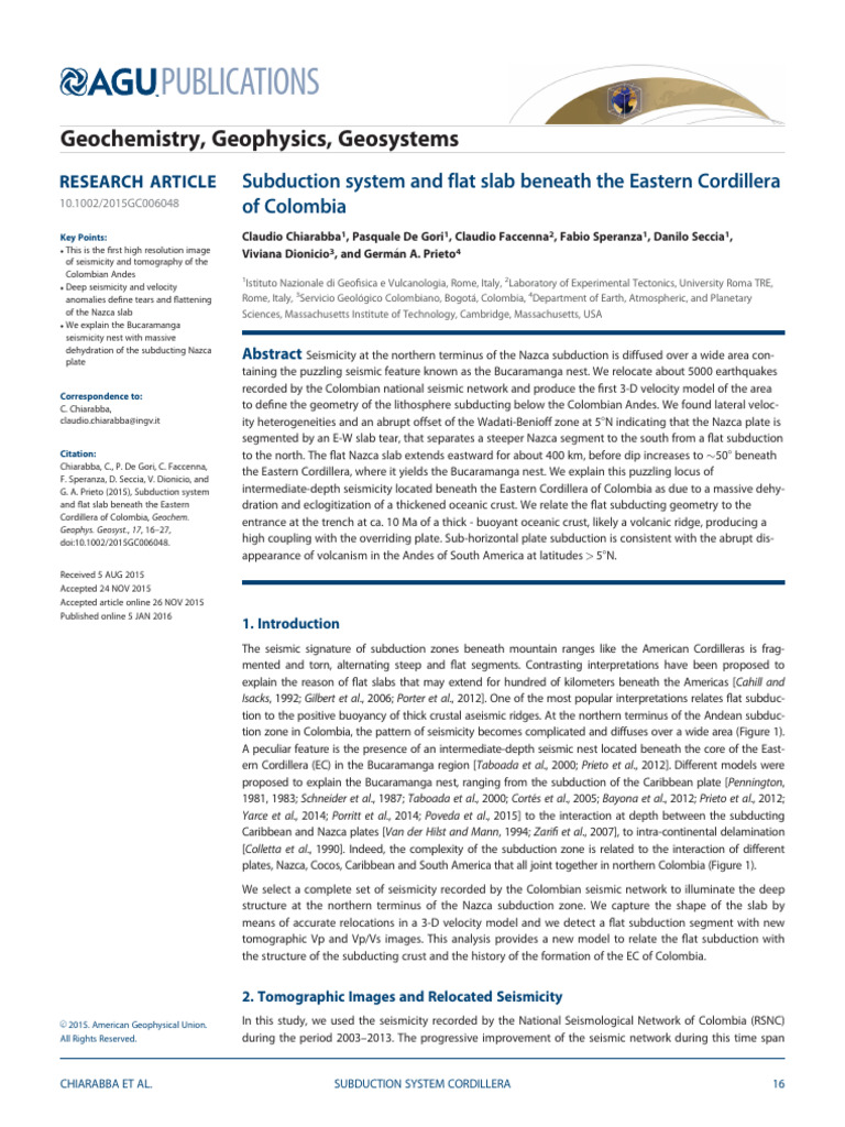 Geochem Geophys Geosyst - 2015 - Chiarabba - Subduction System and Flat Slab Beneath The Eastern ...