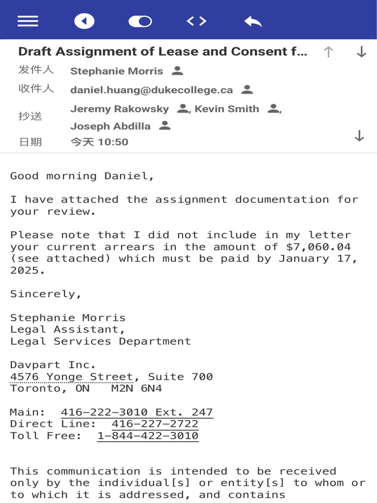 Roundcube Webmail Draft Assignment of Lease and Consent For Duke ...