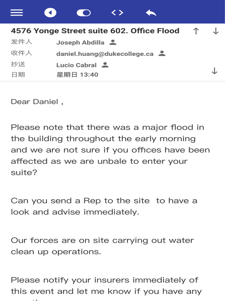 Roundcube Webmail 4576 Yonge Street Suite 602. Office Flood | PDF