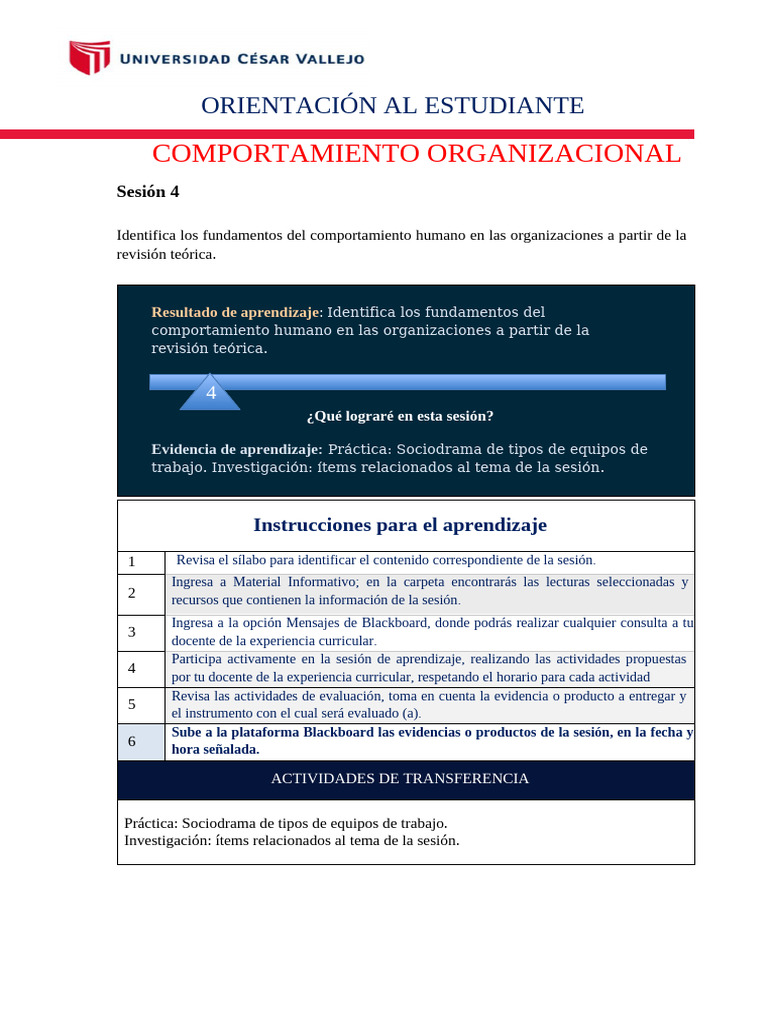 Orientación Al Estudiante - Sesion 4 | PDF