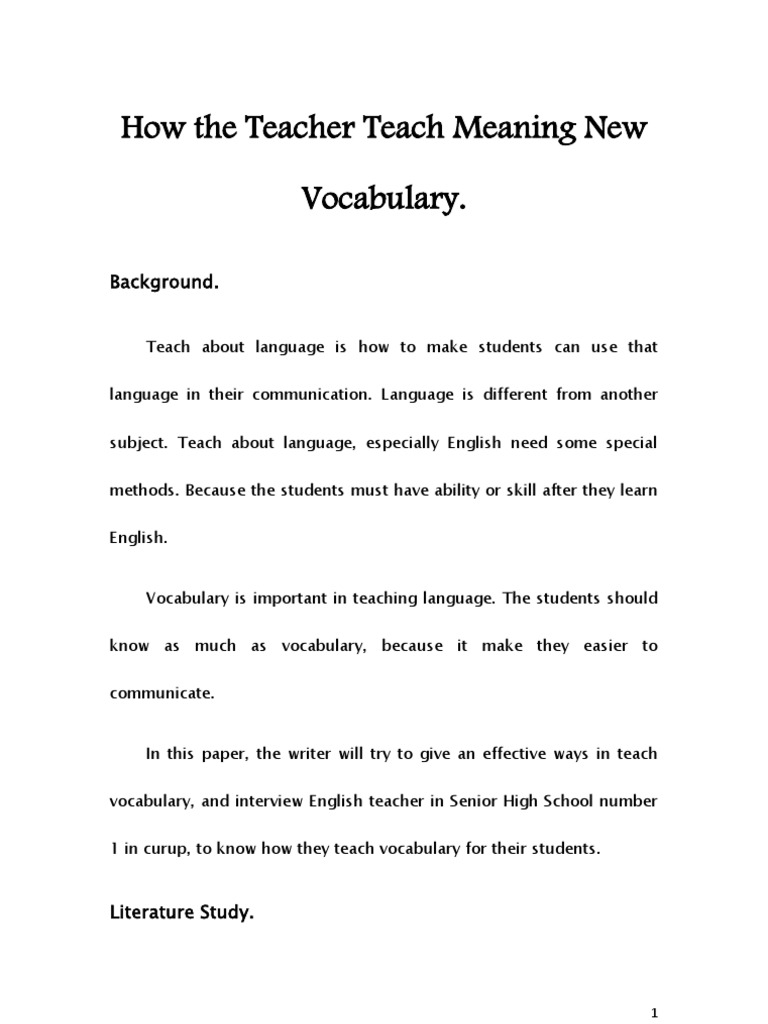 How The Teacher Teach New Vocabulary | PDF | Vocabulary | English Language