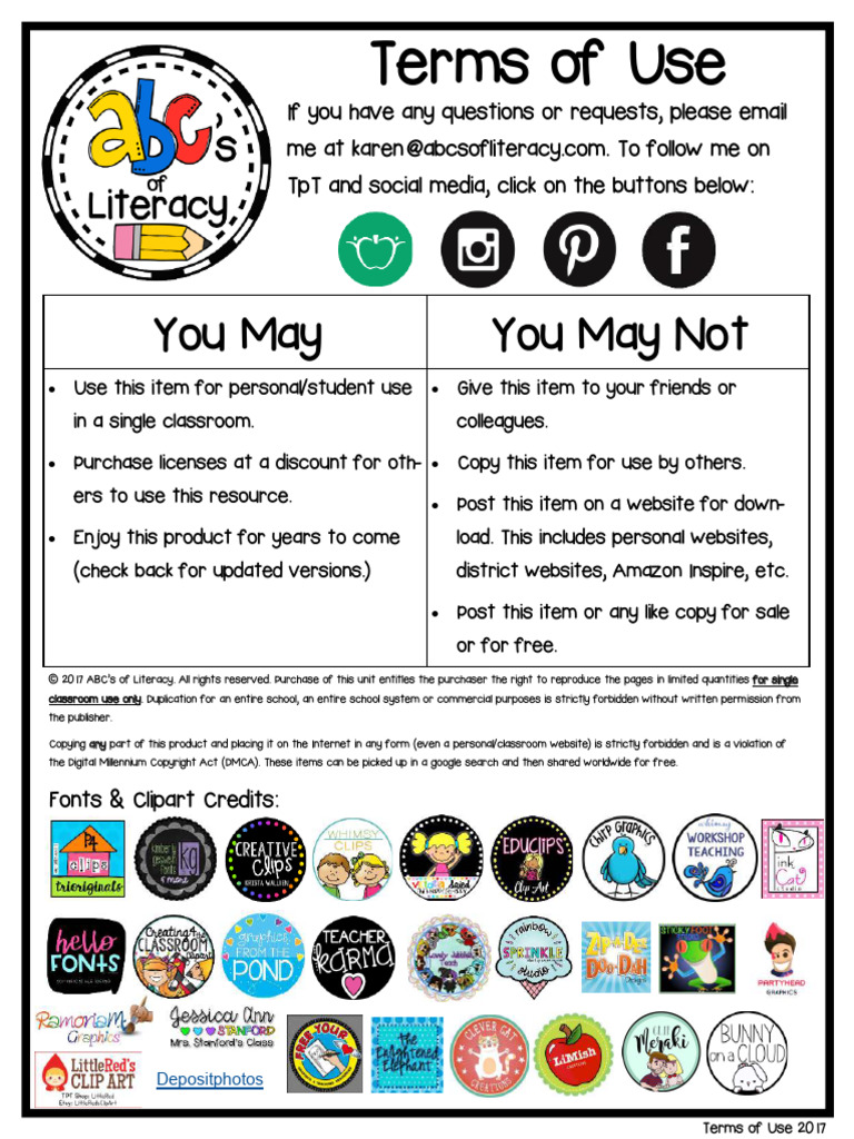 ABC's of Literacy Terms of Use Guide | PDF | Digital Millennium ...