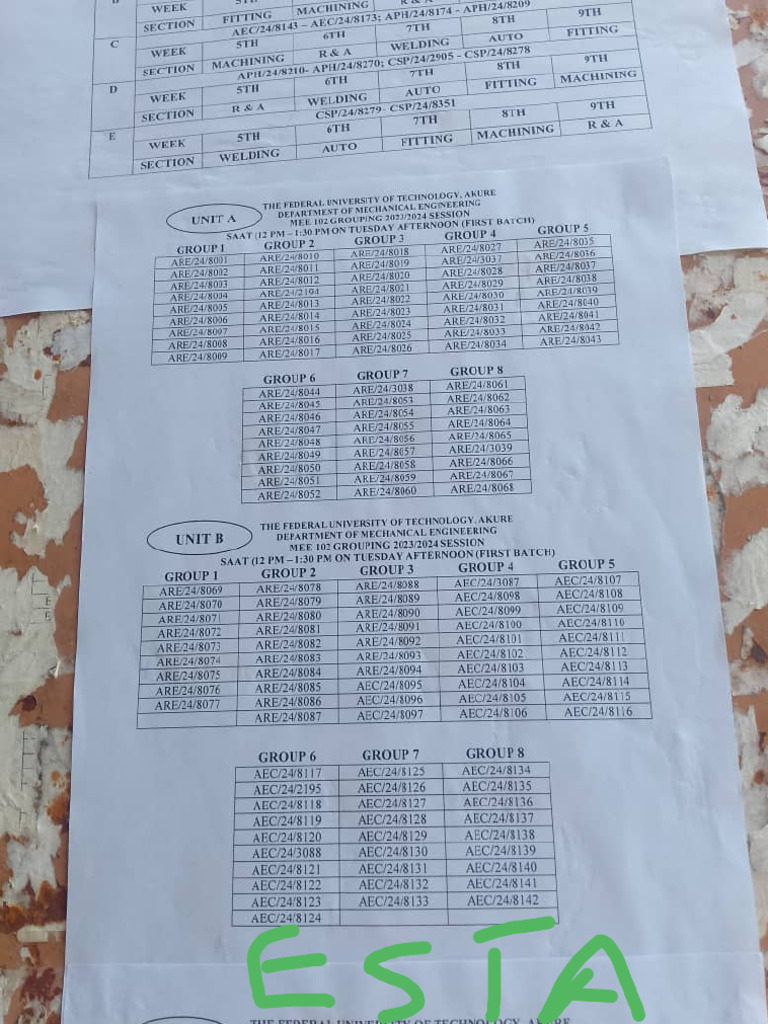 Share SAAT MEE 102 Second Semester Schedules | PDF