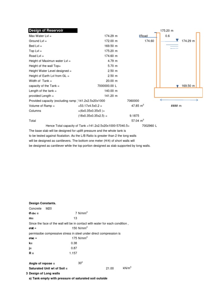 Design of Reservoir | PDF | Bending | Beam (Structure)