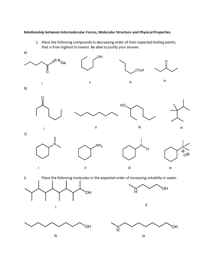 Problems Intermolecular+Forces | PDF